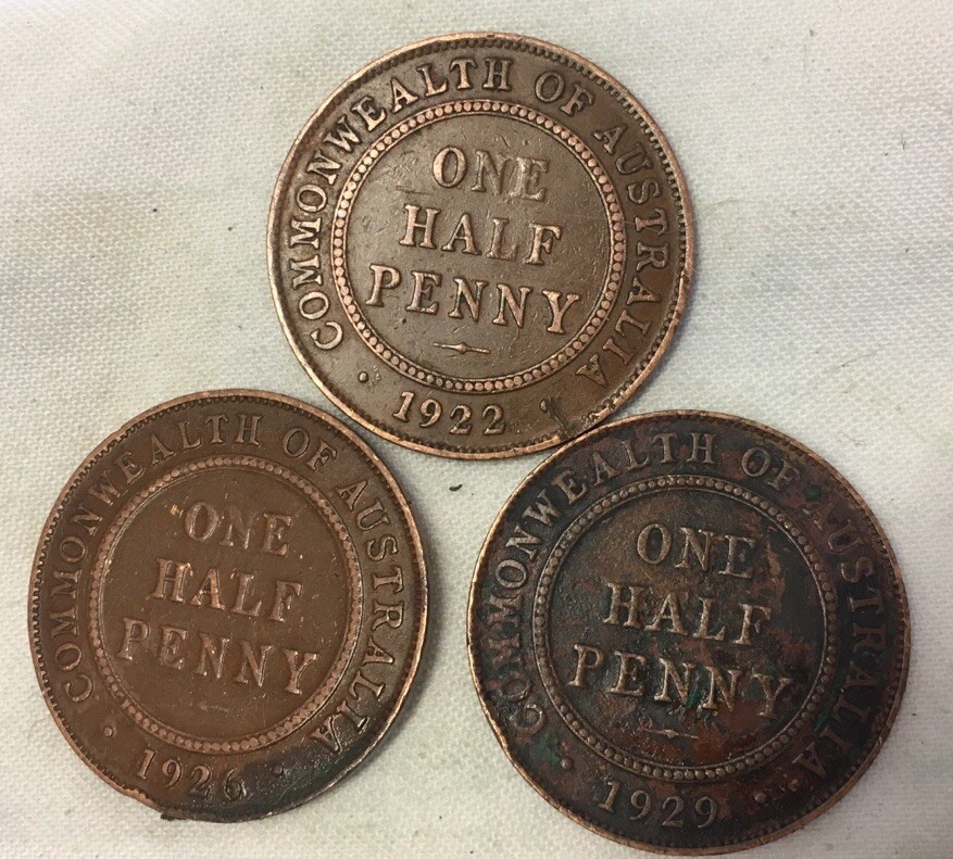 1922,1926,1929 Australian Half Pennies KGV old world coins great bulk ...