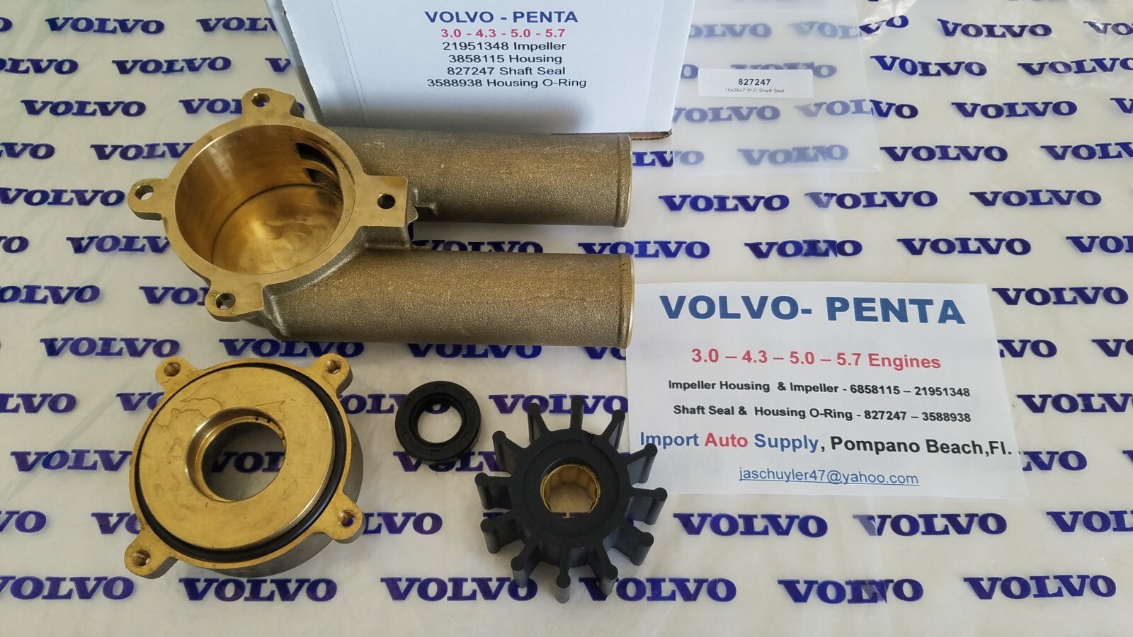 Volvo Penta Water Pump Impeller Housing & Bearing V6 4.3 - V8 5.0 & 5.7 ...