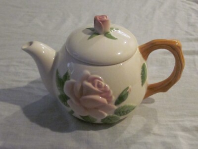 VINTAGE TELEFLORA CERAMIC ROSE BUD TEA POT COFFEE POT APPROX. 9" LONG ...