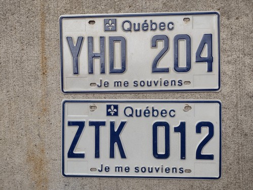 2 X 1990's Canada Québec passenger car license plate with back green | eBay