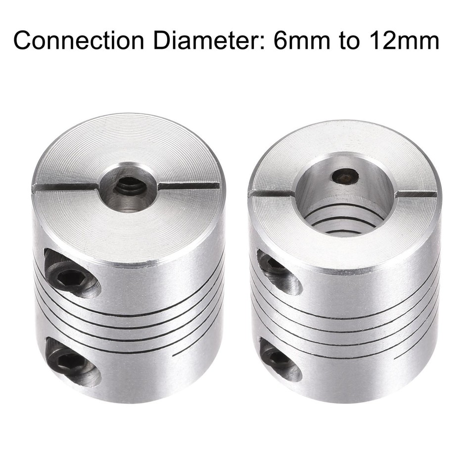 2PCS Motor Shaft 6mm to 12mm Helical Beam Coupler Coupling 25mm Dia ...