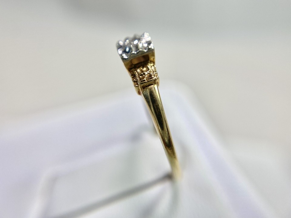 Vintage Retro 14k Yellow Gold Natural Round Single Cut Diamond ...