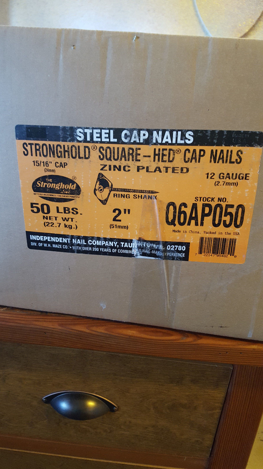 NEW 50lbs Box of Independent Nail Co Q6AP050 Stronghold Square Head Cap ...