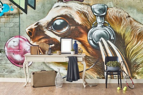 3D Graffiti Sloth Self-adhesive Removable Wallpaper Murals Wall Sticker ...