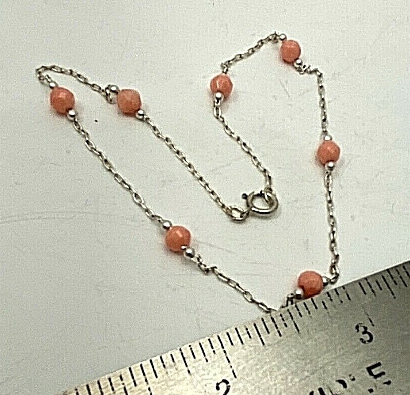 Sterling Silver .925 Faceted Coral Beads 11" Anklet Ankle Bracelet | eBay