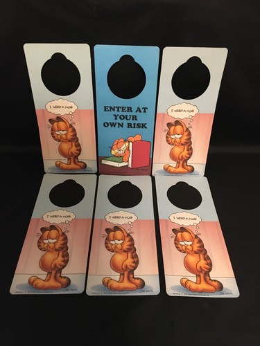 SIX Vintage 1978 Garfield Doorknob Hanger Signs - 9-1/4"x4" | eBay