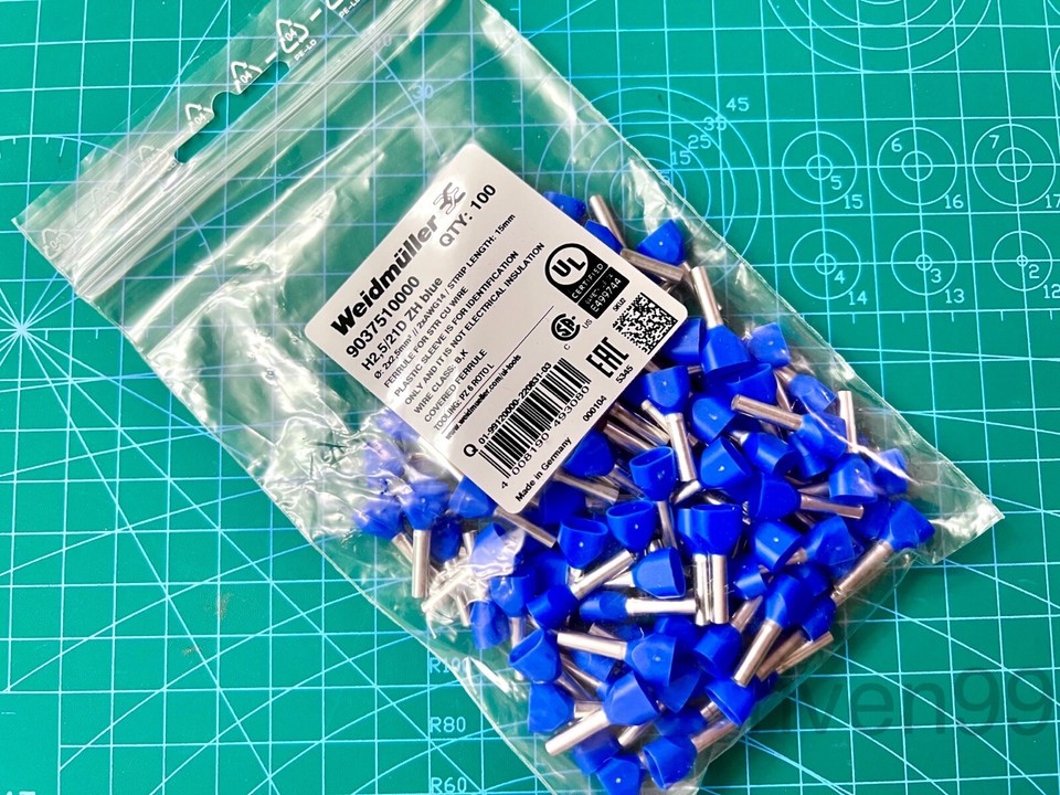 Lot 100pcs Weidmuller Dual/Twin Wire Ferrules 2x14AWG, H2.5/21D ZH ...