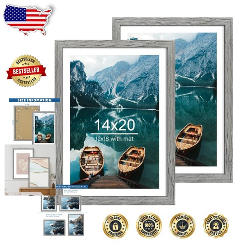 Durable 14x20 Picture Frames with Interchangeable Mat - Rustic Wood ...