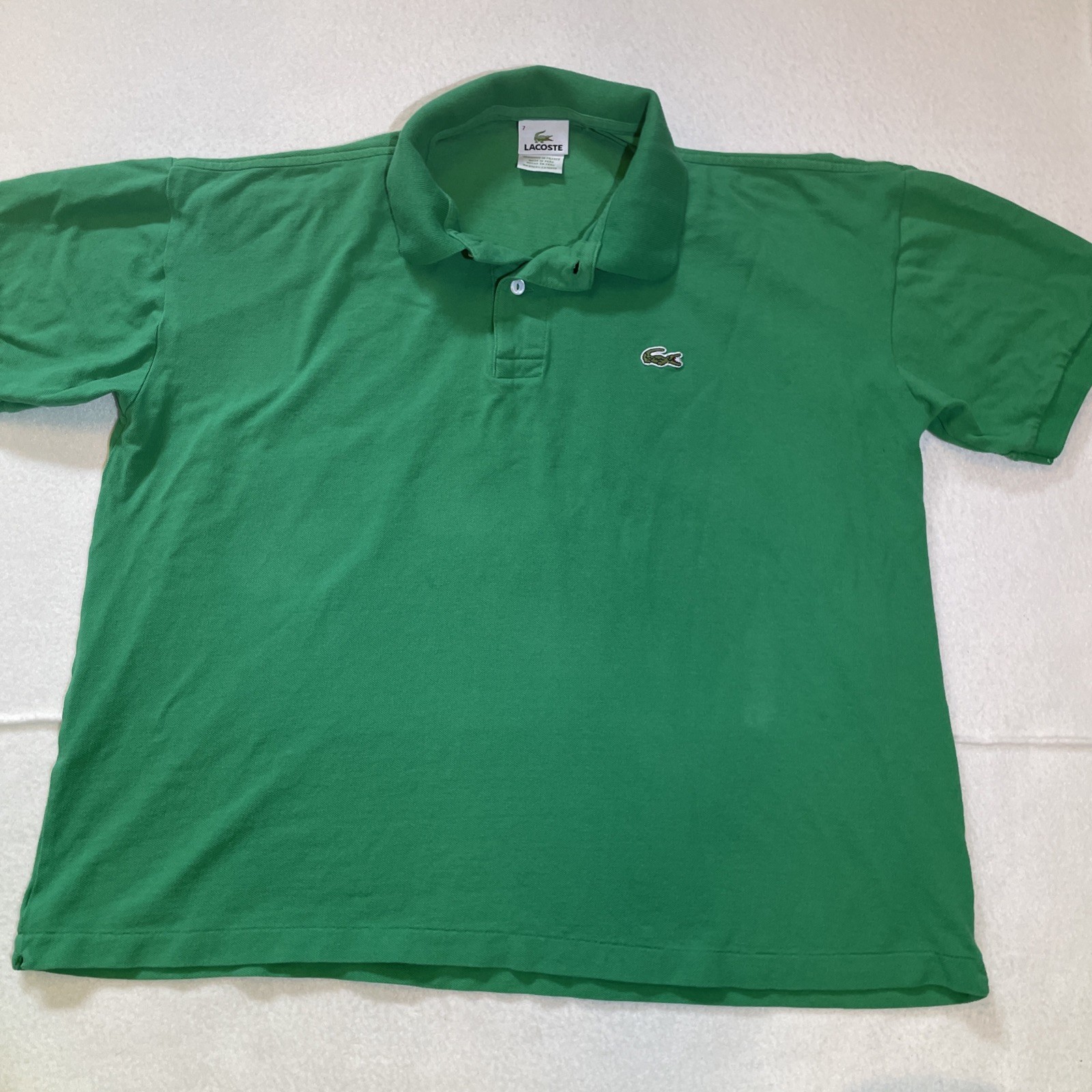 Lacoste Polo Shirt Green Alligator Logo France Mens Size 7 Preppy Retro ...