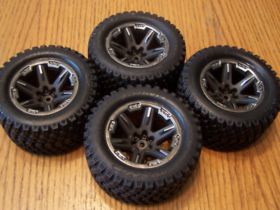 For Traxxas RUSTLER 4X4 Ultimate Charcoal Gray Black RXT Wheels 2.8 ...