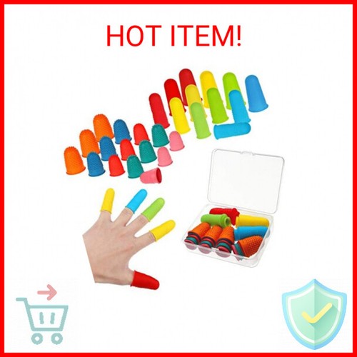 32 Pieces Rubber Finger Pads Tips Silicone Finger Protectors Thimble ...