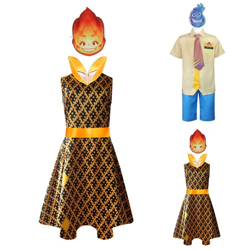 Child Elemental Ember Wade Cosplay Costume Dress Shirt Mask Uniform ...