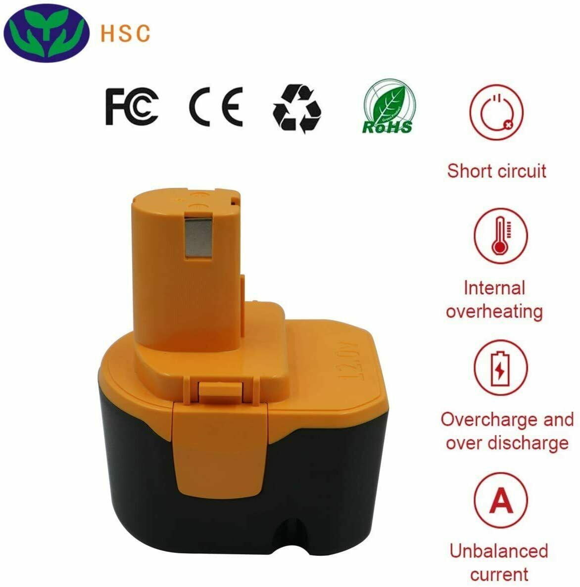 12V For Ryobi 12 Volt 3.6Ah 1311148 Ni-Mh Battery Charger B-8286 ...