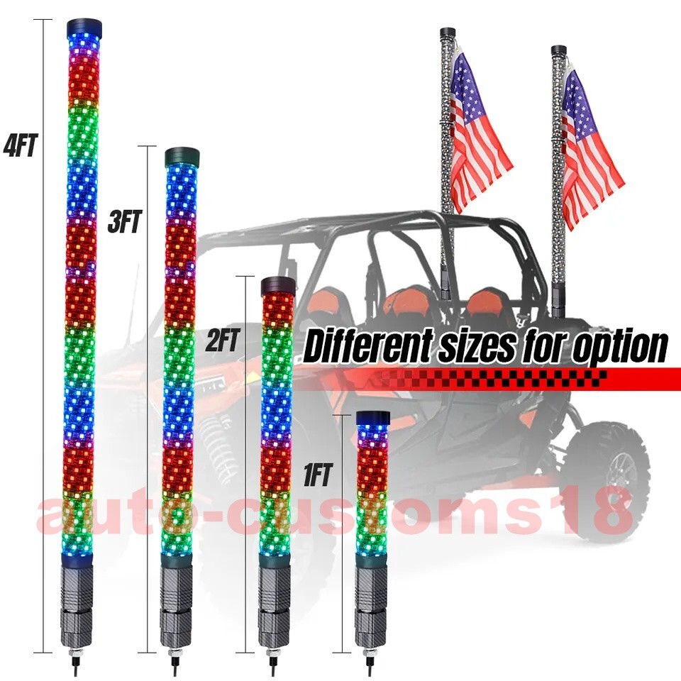 4ft Fat LED Whip APP Controlled Antenas De LED Quick Release Whip Light ...