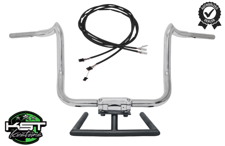 KST Kustoms Polished 12" Pre-Wired Mayhem Bagger Handlebars 14-23 Harley Batwing | eBay