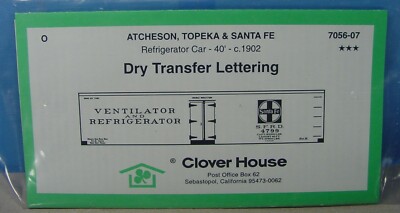O SCALE CLOVER HOUSE ATCHISON TOPEKA & SANTA FE REFRIG CAR DRY TRANSFER ...