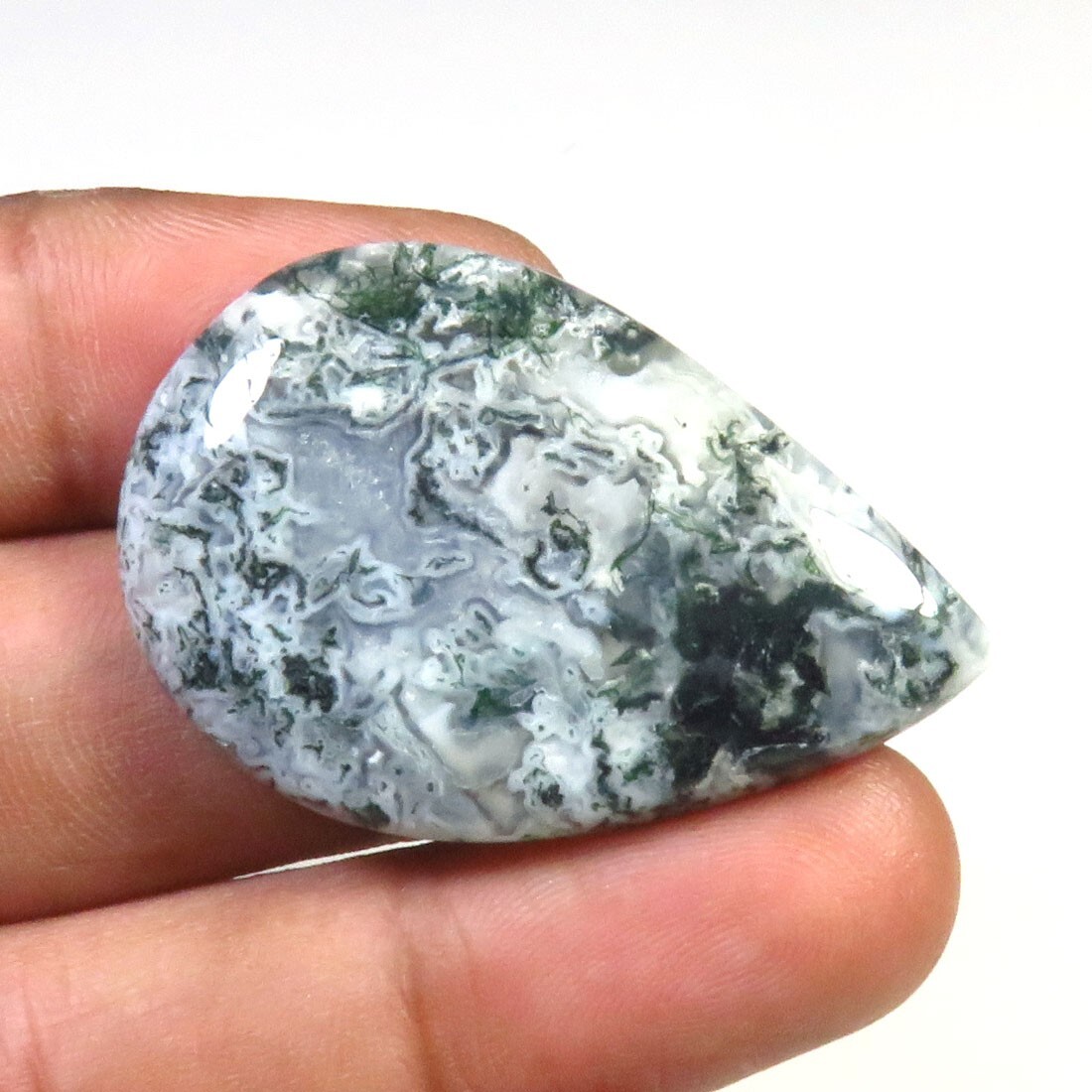 Smooth Fancy Agate Gems 38x25 mm Natural Tree agate Greenish Cabs 43 ...