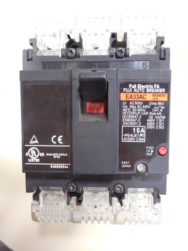 Fuji Electric EA33AC Auto 3 pole Circuit Breaker 10A Used (O10-10) | eBay