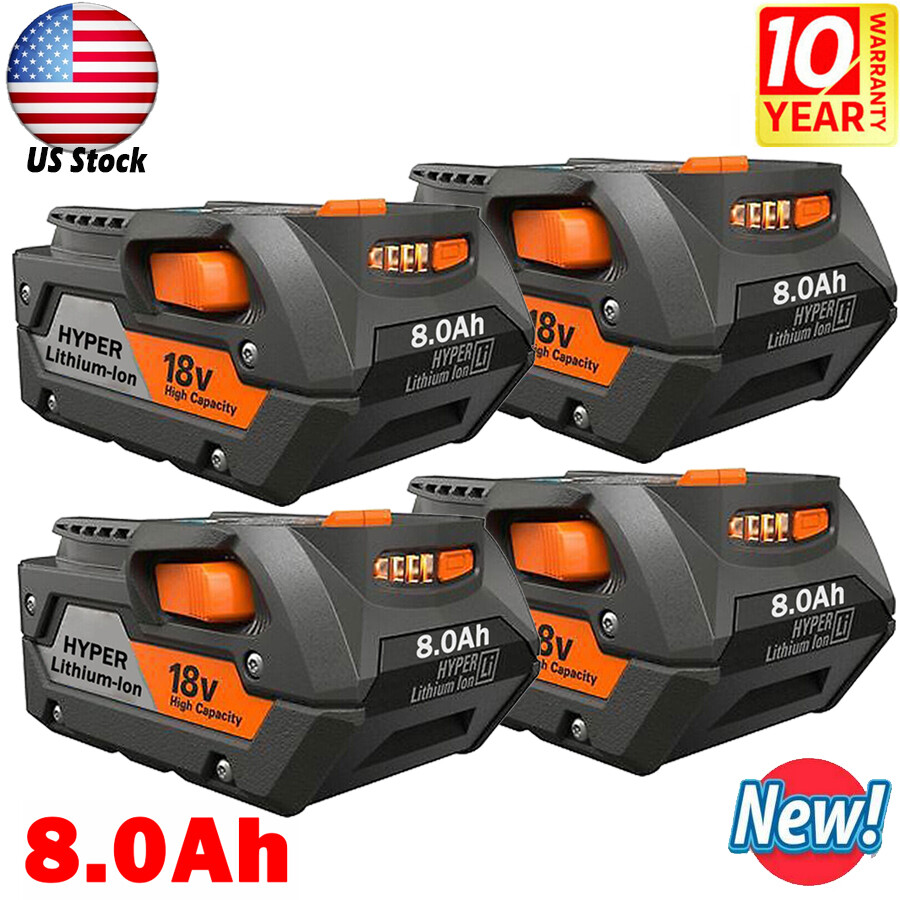 1~6PACK For Ridgid R840087 8.0Ah Lithium Battery 18V 18Volt R840085 ...