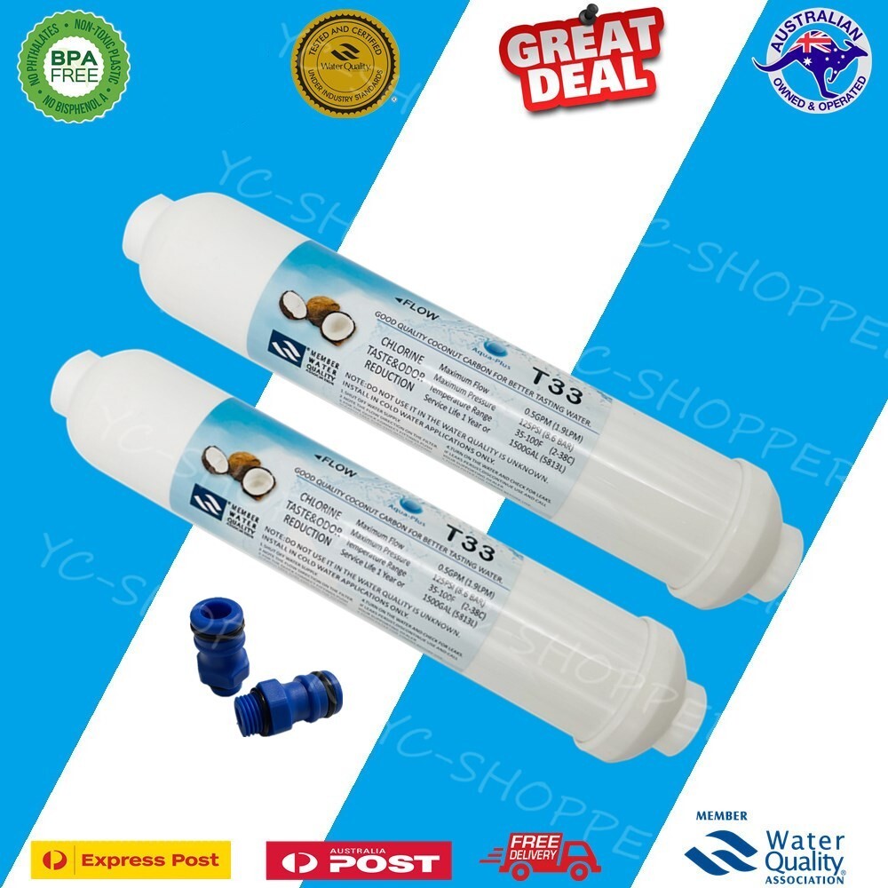 2 X Inline Caravan RV Camper Boat Water Filter Granule Coconut Carbon ...
