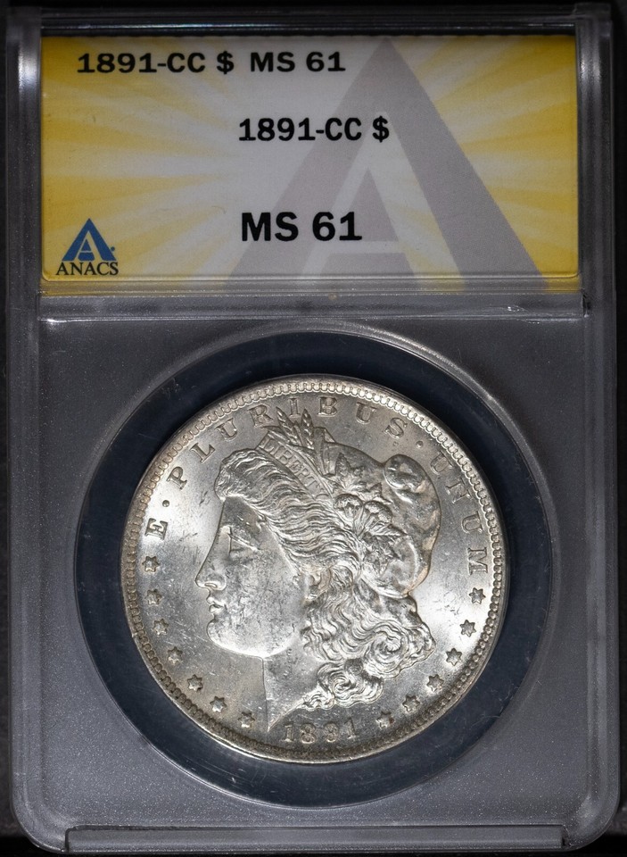 Key Date 1891-CC $1 Silver Morgan Dollar MS 61 ANACS # 7469576 + Bonus ...