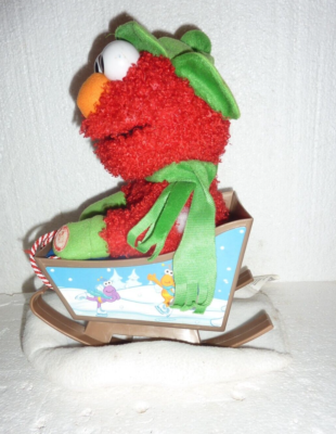 Kurt Adler Sesame Street Christmas Elmo on Snow W/ Sled Sings Deck the ...