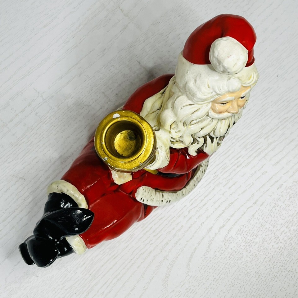 Vintage MCM Christmas Santa Claus Candle Holder Reclining Candlestick ...
