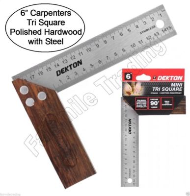 6" Polished Hardwood Tri Square Steel Blade Woodwork Carpenter Precise ...