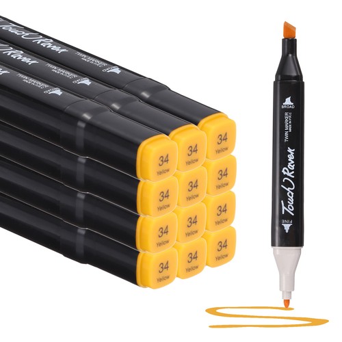 Dual Tip Alcohol Art Markers, 12 Pcs Black Barrel Alcohol Markers ...