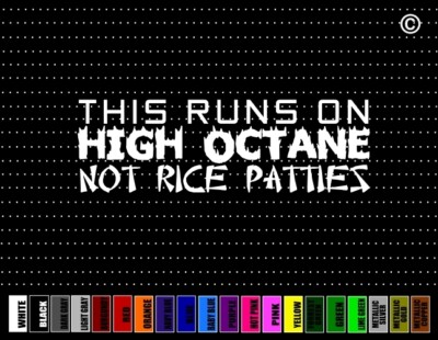 This Run High Octane No Rice American Flag Muscle Car Sticker Window ...