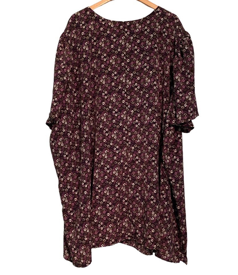 MIB Womens Tunic Top Size JK Plus Size Button Up Purple Flowers Short ...