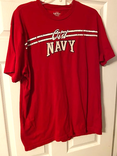 Old Navy Brand-T-Shirt-Size XL-X-Large-Tee-Distressed Logo-Red-Adult ...