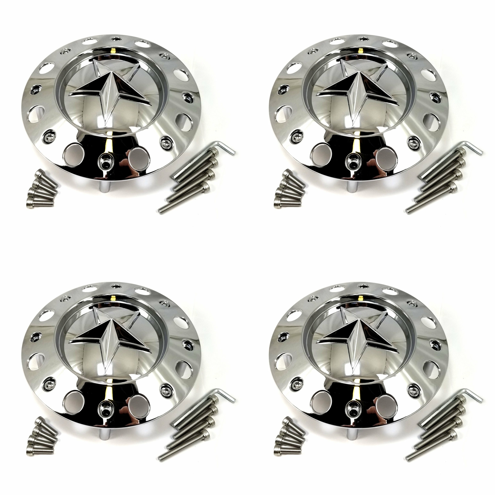 4 XD Series Chrome Wheel Center Caps for 8L XD775 Rockstar XD775 ...