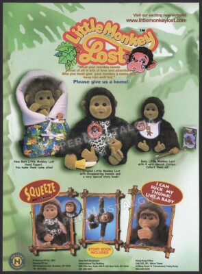 LITTLE MONKEY LOST - Original 1999 Trade AD / ADVERT / Hosung plush toy ...