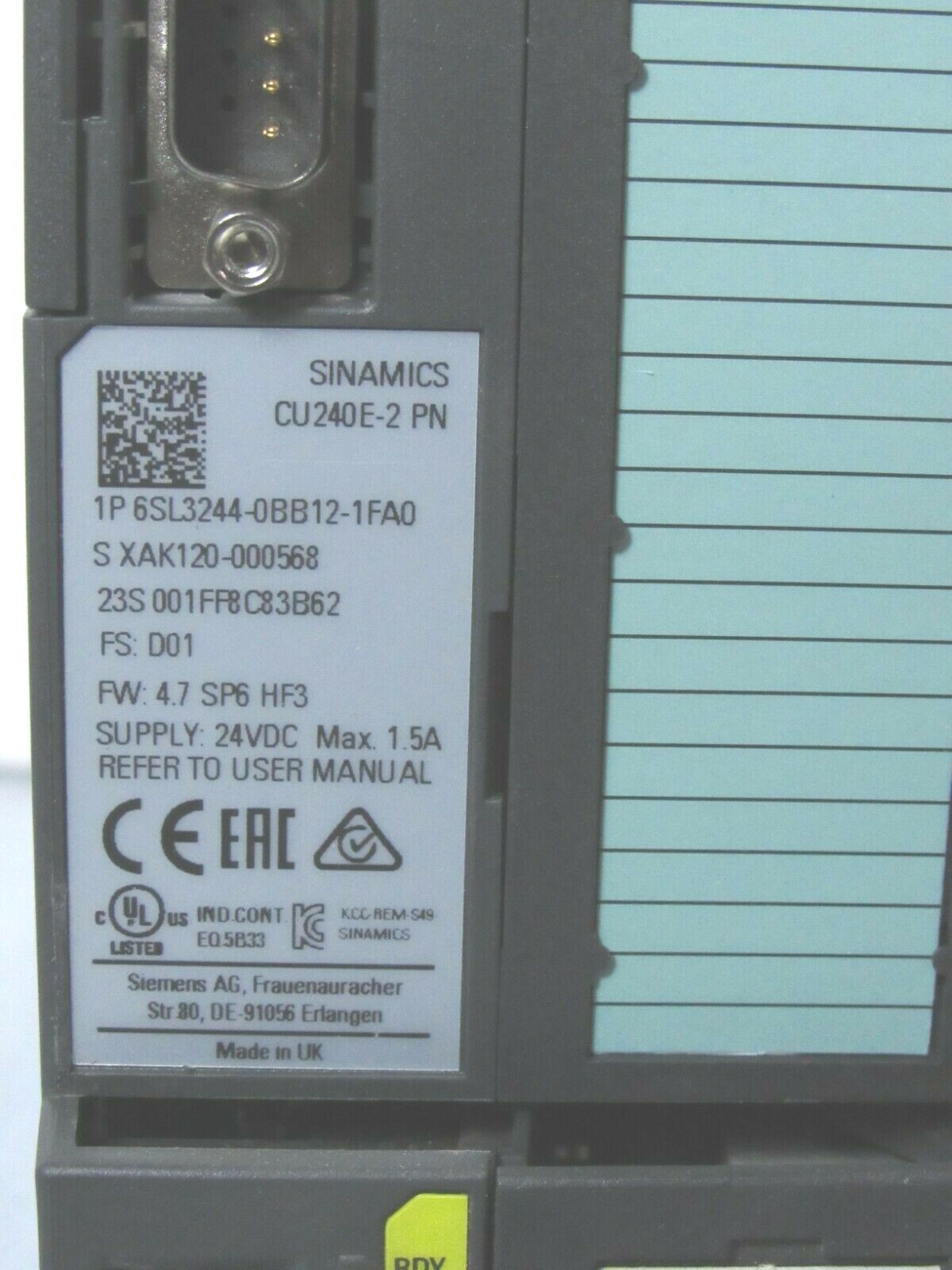[VFD6] Siemens Sinamics G120 Control Unit CU240E-2 PN w/BOP-2 Basic ...