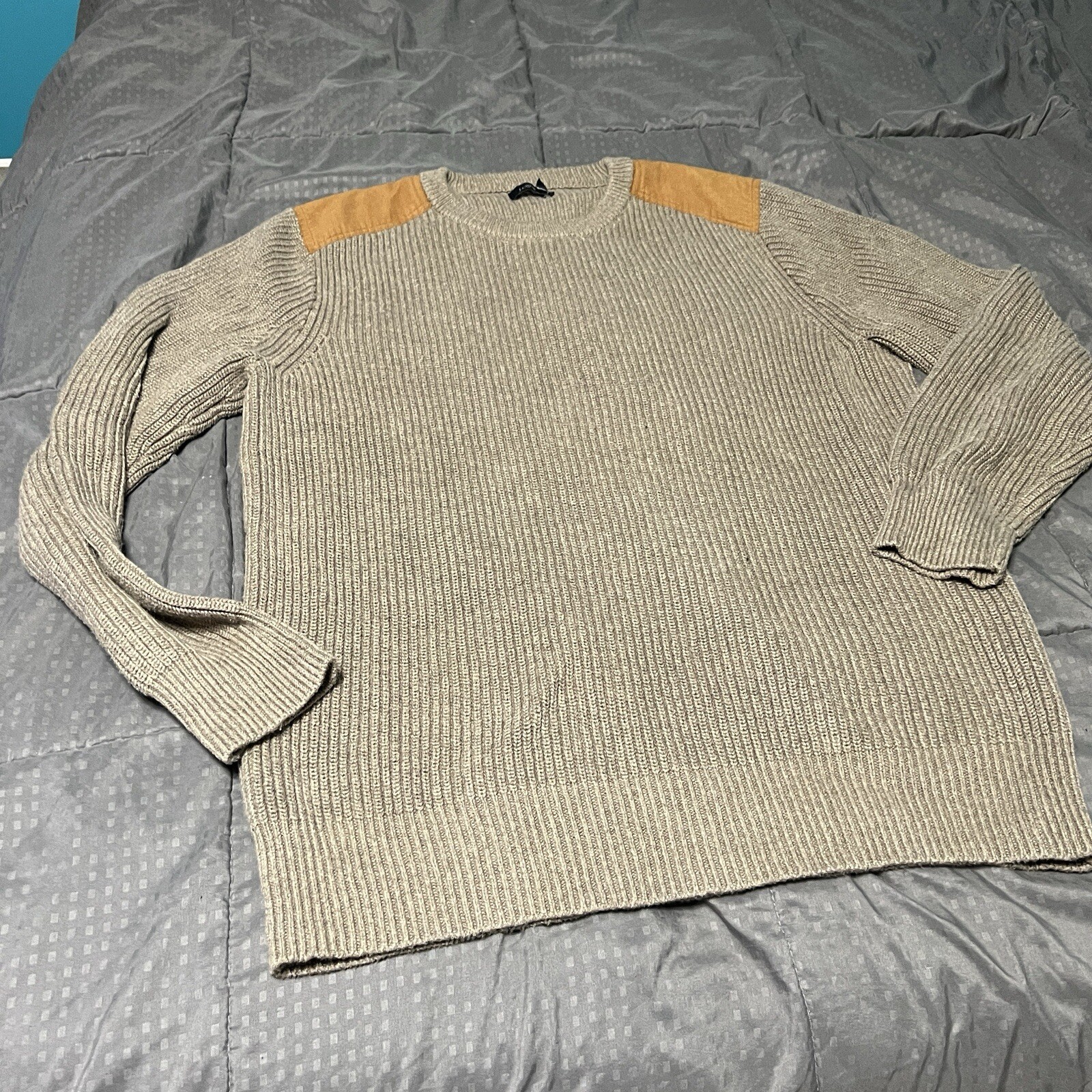 J. Crew Jcrew Shoulder Patch Sweater Tanish Brown Cotton Men's Size ...