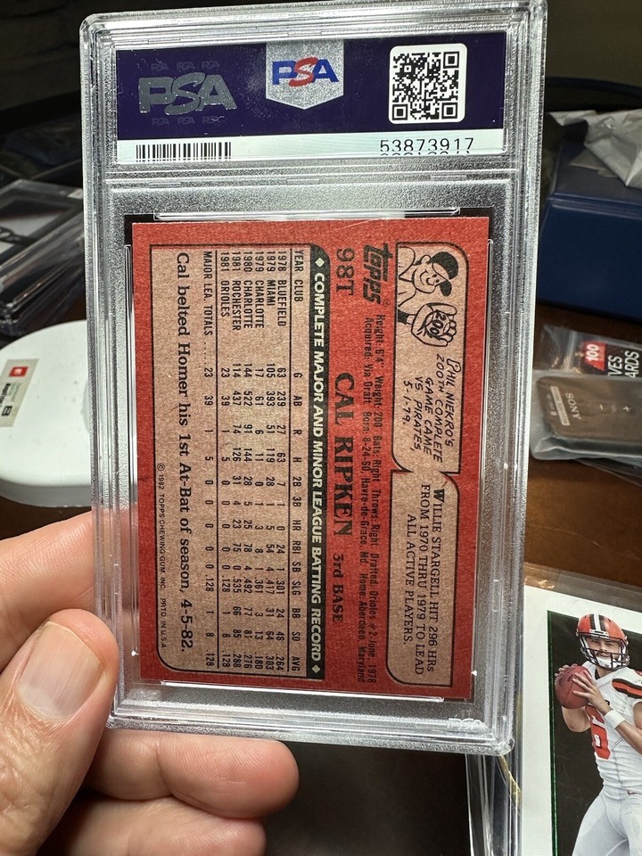 1982 Topps Traded CAL RIPKEN JR 98T Rookie Card HOF RC PSA 10 GEM MINT ...