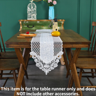Vintage Floreale Ricamato Tavolo Runner Pizzo Tovaglia Rete Natale ...