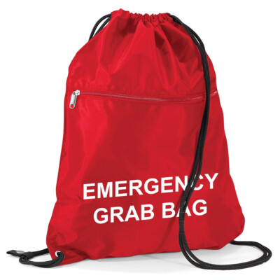 Emergency Grab Bag Printed Red Fire Documents & Equipment School ...