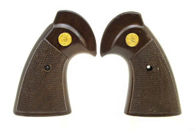 Original COLT Python Grips, Checkered Walnut w/ Medallions, for Vintage ...