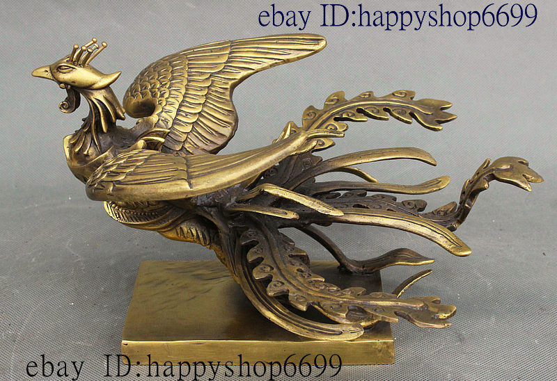 Chinese Pure Bronze Feng shui Auspicious Wealth Phoenix Feng huang ...