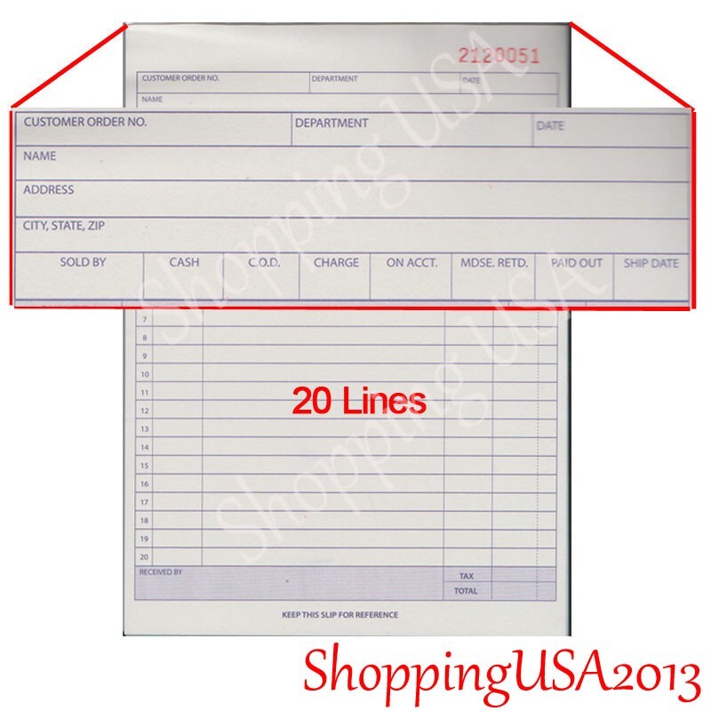 40 Pc Sales Order Books 2 Part Carbonless Invoice Receipt Form 50 Set ...