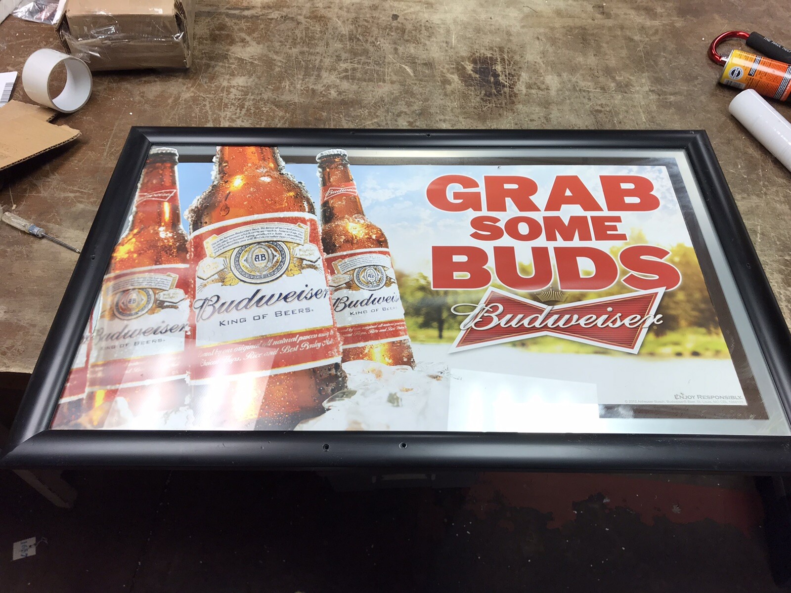 Budweiser Anheuser Busch Grab Some Bud Bar Pub Mirror Sign 21x33 | eBay