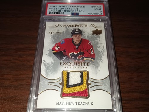 2016 UD Black Diamond RP-MT Matthew Tkachuk Exquisite #/ Patch RC PSA 9 ...