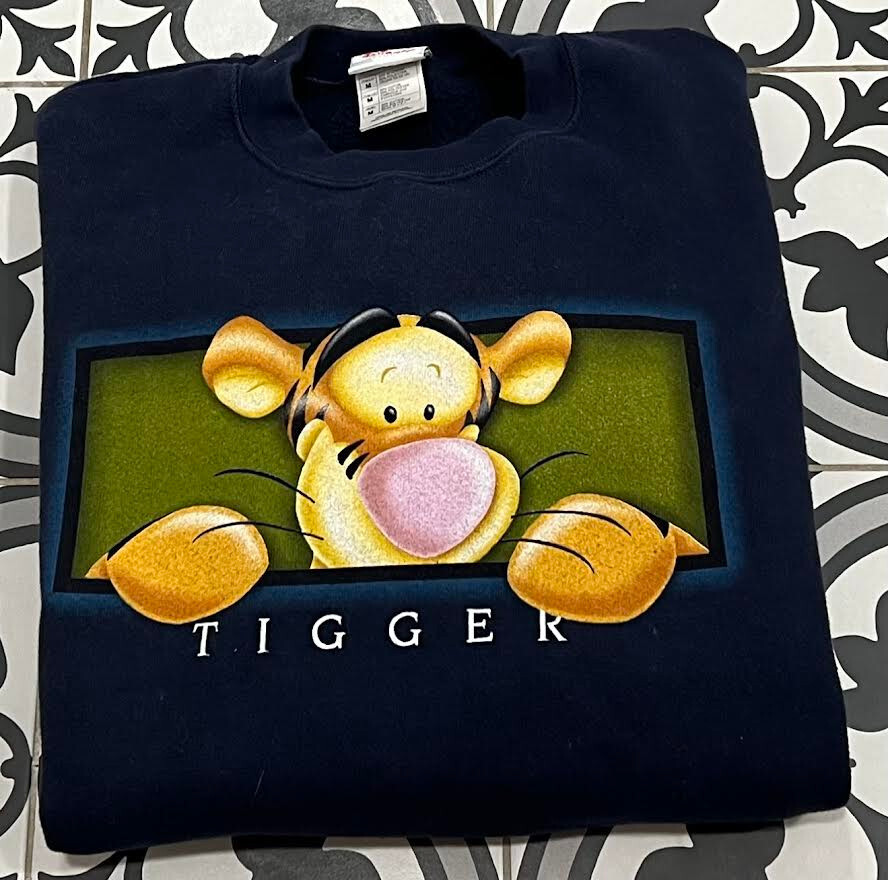 Vintage Early 2000s Tigger Cartoon Disney World Crewn… - Gem