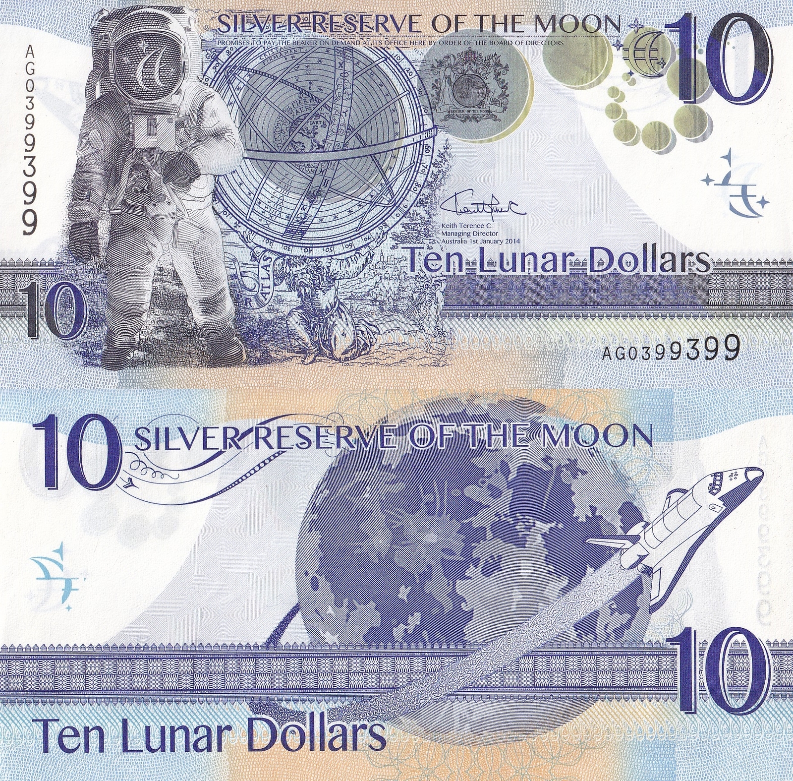 Australia 10 Lunar Dollars 2014 UNC Silver Reserve of the Moon With ...
