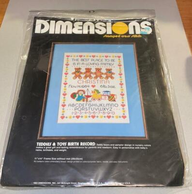 Sealed Dimensions #3039 Teddies & Toys Birth Announcement Stamped Kit ...