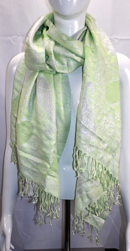 Bindya New York Scarf/Shawl Lime Green with Silver Size 28"X72" Viscose ...