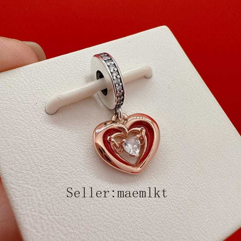 Two-tone Radiant Heart Dangle Charm ,Charm for bracelet | eBay
