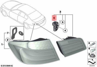 Genuine BMW F10 Bulb Holder Rear Light In Trunk Lid Right OEM ...